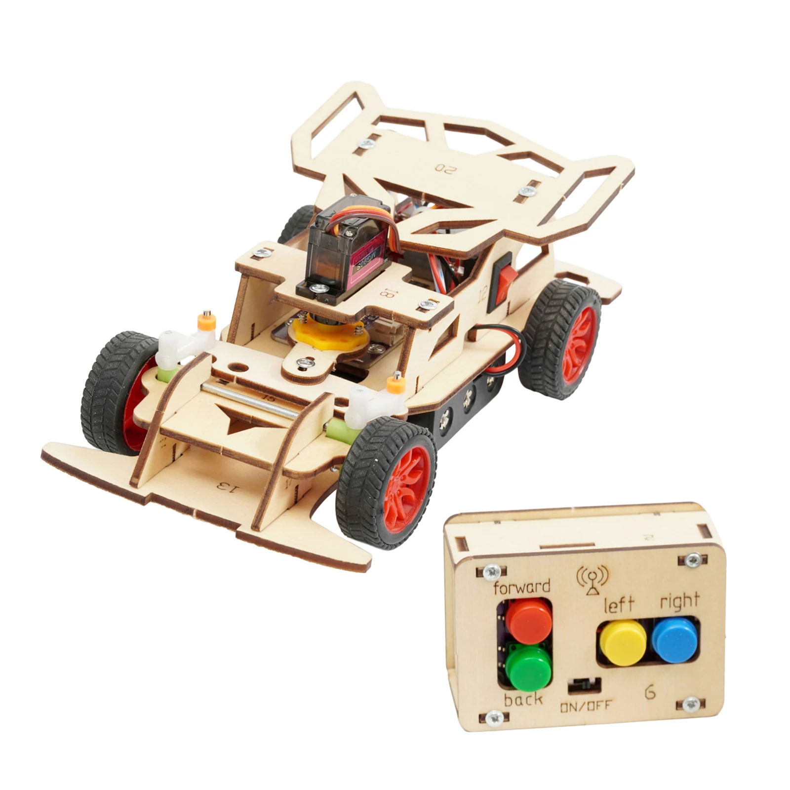 Wooden-DIY-Four-Wheel-Drive-Racing-Car-Remote-Control-Car-Educational ...