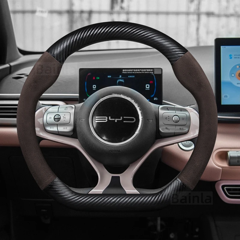 Carbon-Fiber-Suede-Car-Steering-Wheel-Cover-for-BYD-SEAL-U-Song-Plus ...