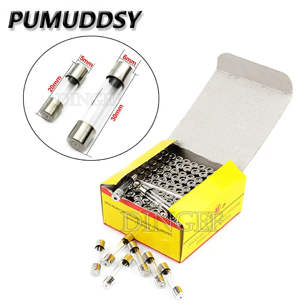 100PCS 5*20mm 6*30mm Fast Blow Glass Tube Fuses 5x20mm 6x30mm 250V 0.5A ...