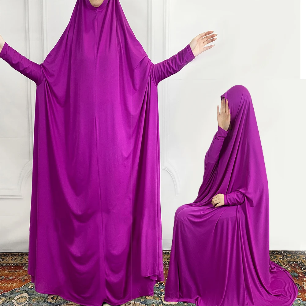 2024-Summer-New-Muslim-Women-s-Robe-Solid-Color-Hooded-Dress-Polyester ...