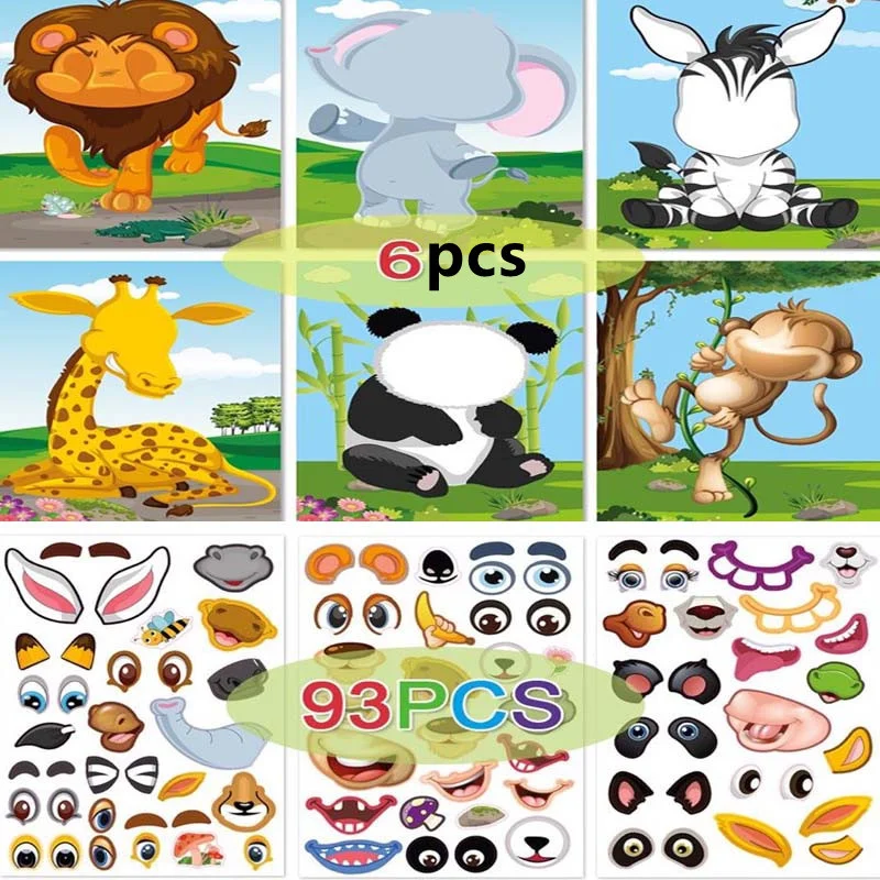 DIY Stickers Funny Make a Face Animal Puzzle Games Interactive Toys For ...