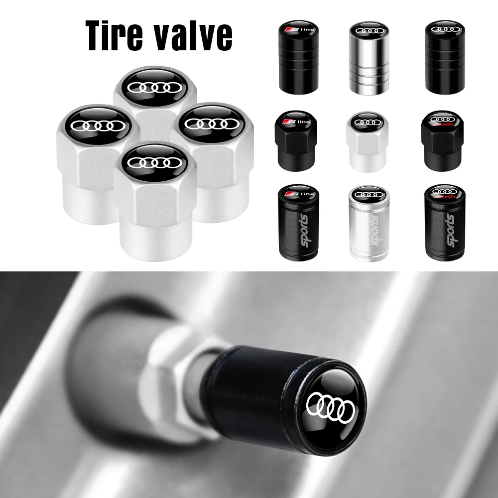 3D Metal Styling Car Wheel Tire Valve Air Stem Cap for Audi Sline A3 8P ...
