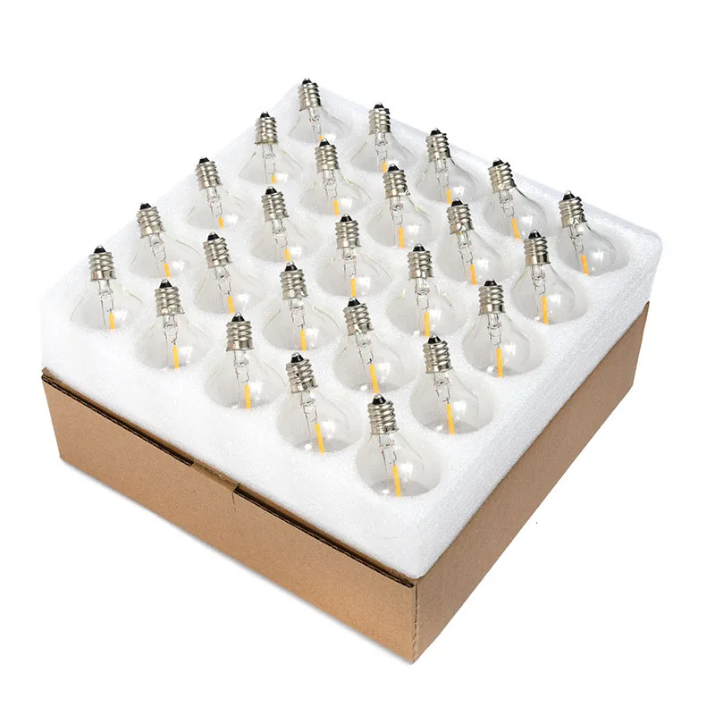 25pcs G40 0 6w Led 텅스텐 문자열 빛 교체 전구 E12 220v 따뜻한 화이트 2700k Led 램프 홈 정원