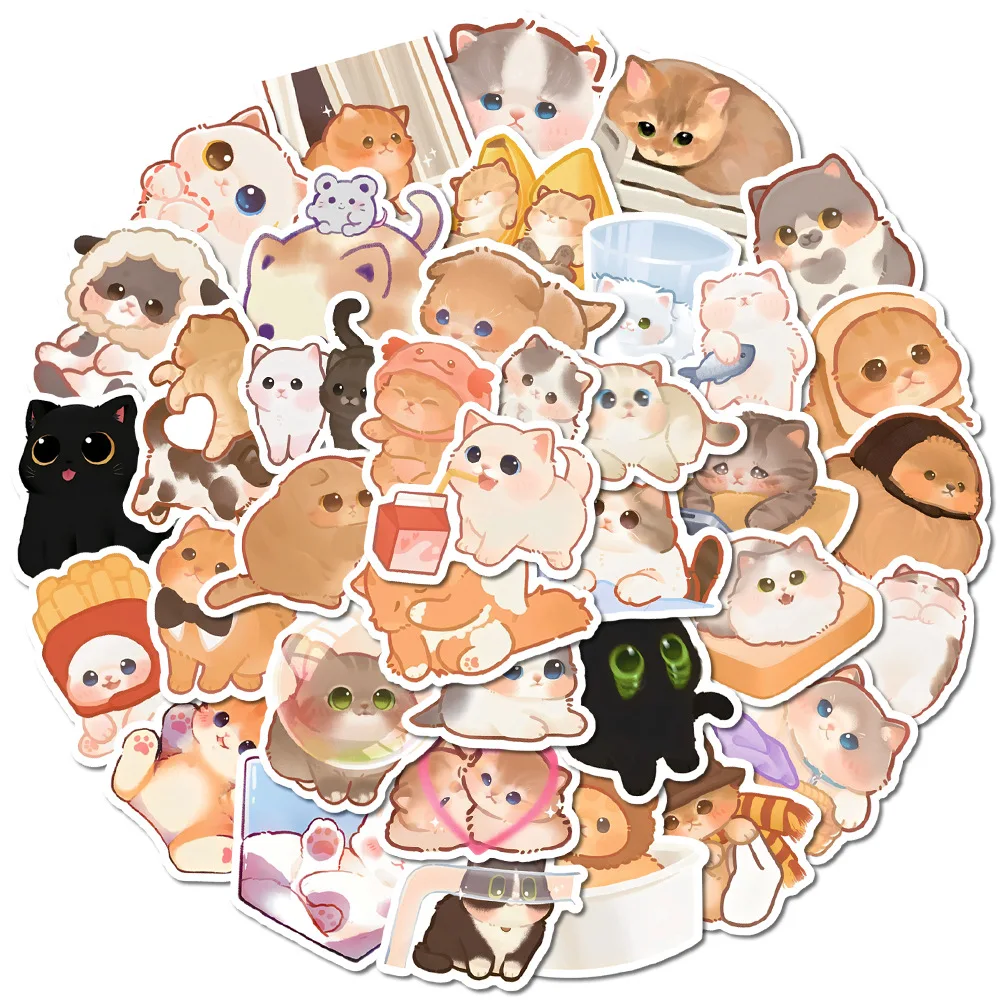 50pcs Funny Cute Animal Cat Cartoon Stickers Laptop Scrapbook Phone ...