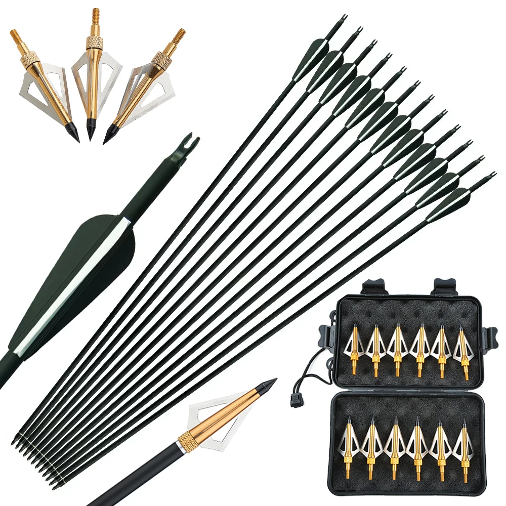 30" Carbon Arrows Spine 500 with 100 Grain Hunting Broadheads ...
