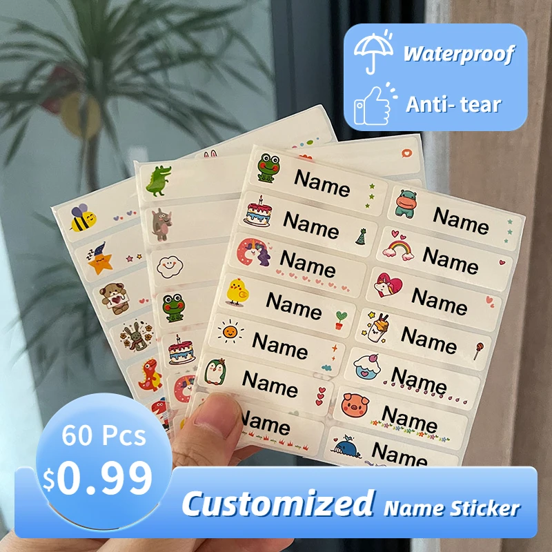 60pcs Custom Waterproof Hebrew Name Stickers Children Personalized ...