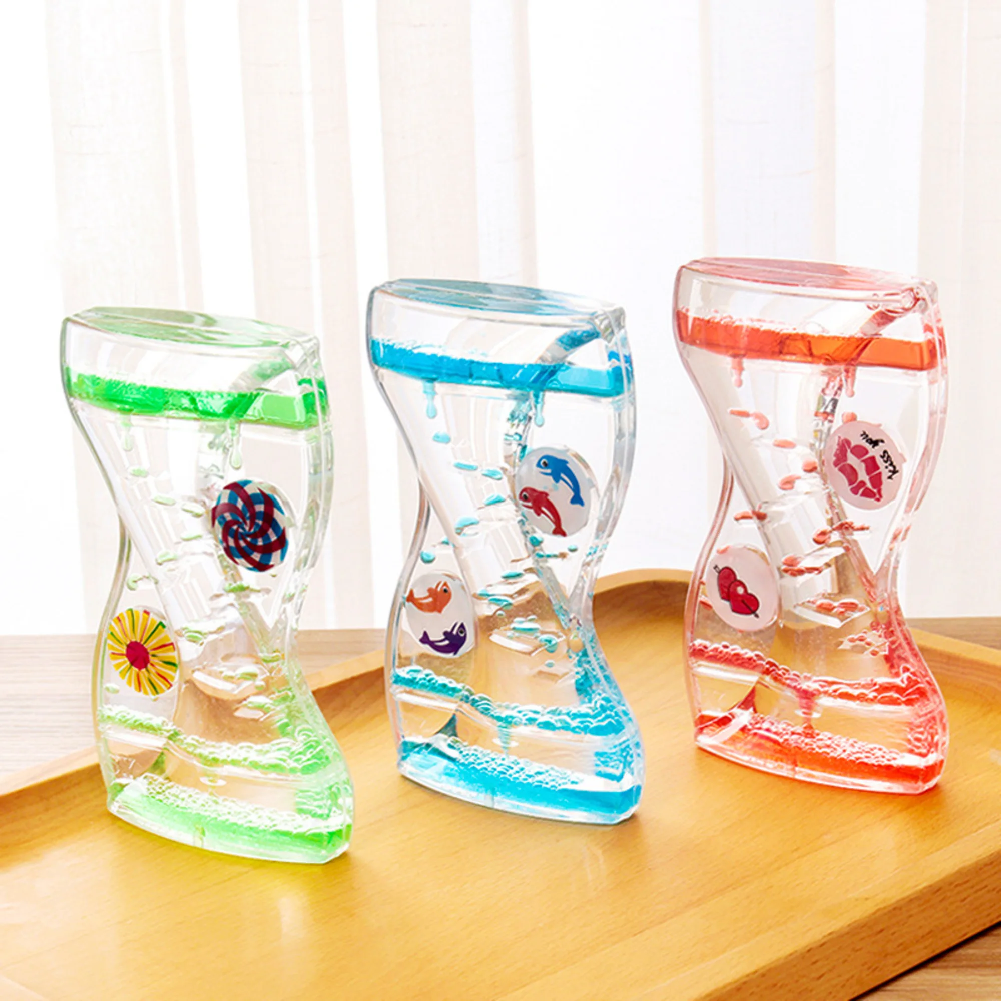 Various Colors Slide Oil Drop Hourglass Toy Plastic Ornaments Pudding ...
