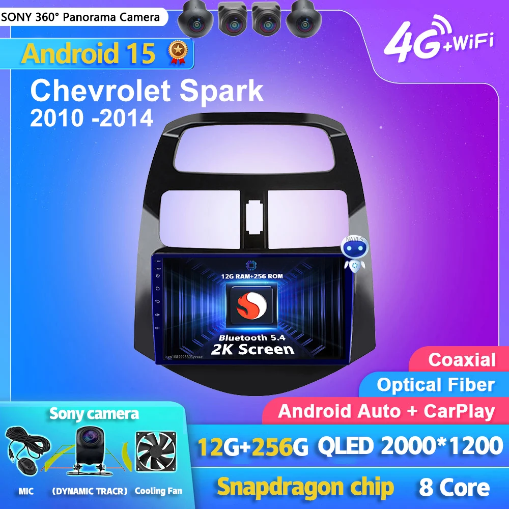 Android 15 Carplay Auto Car Radio Multimedia Player for Chevrolet Spark ...