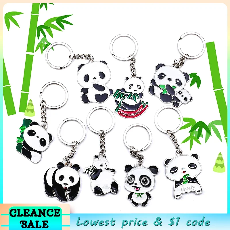 A Pair Panda Key Chain Cute Metal Jewelry Animal Panda Keychain For ...