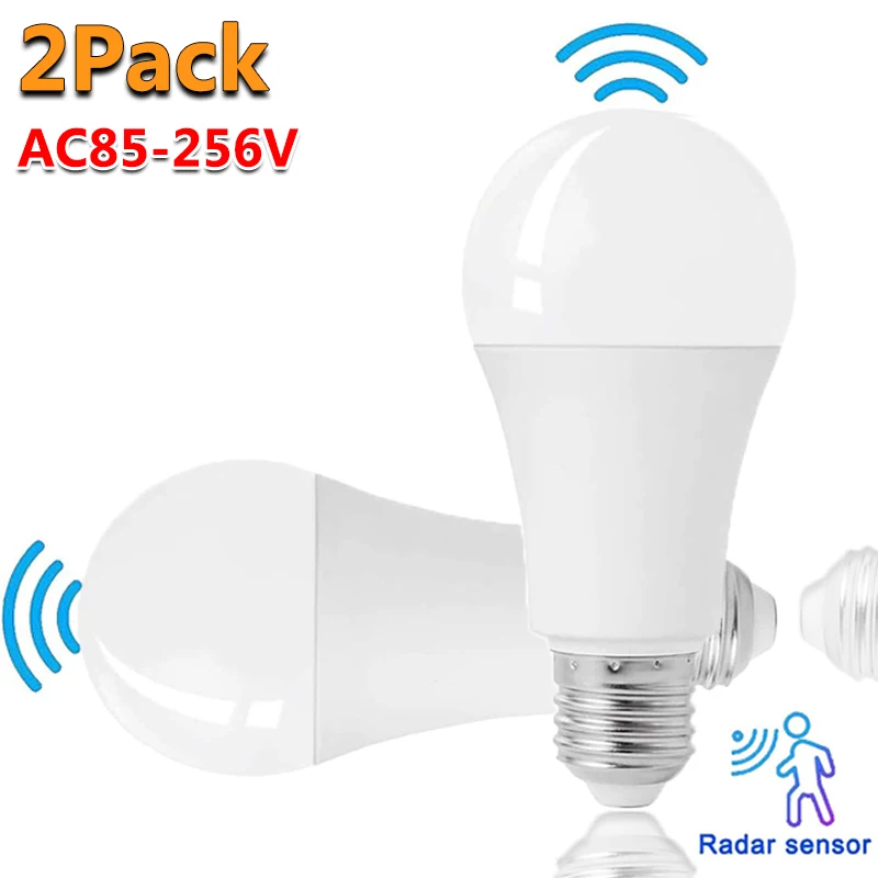 10W-1-2Pack-LED-Bulb-Light-E26-27-Radar-Motion-Sensor-85-265V-White ...