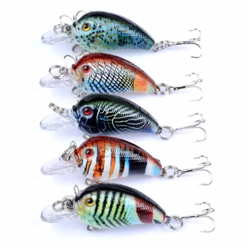 5 Pcs Mixed Colors Minnow Fishing Lures Set 4.5cm 4.2g Mini Crank ...