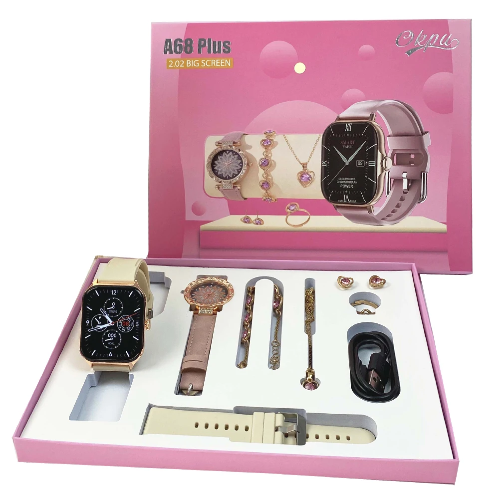 Fashion-Smart-Watch-Gift-Box-Set-Diamond-Quartz-Watch-Necklace-Earrings ...