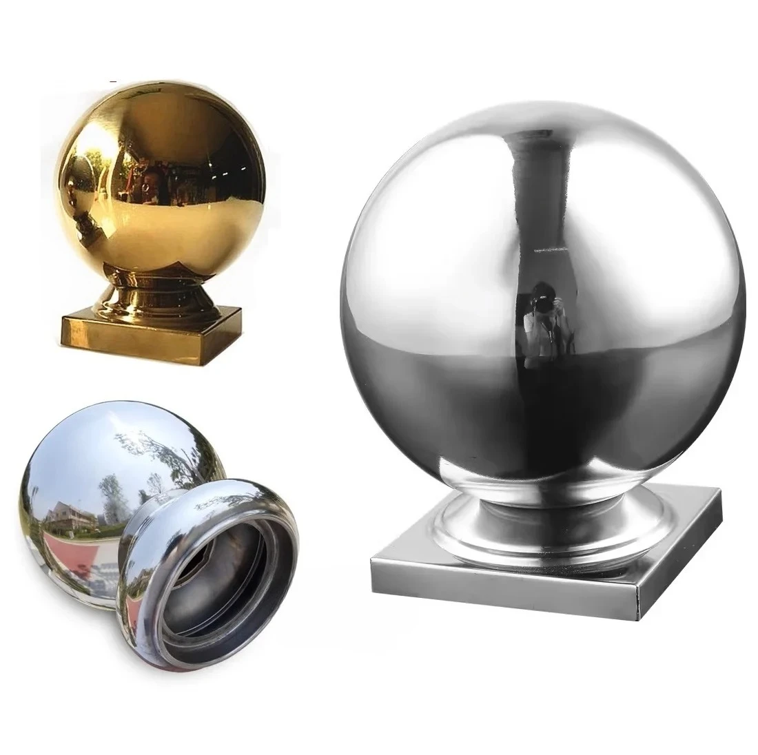 1Piece 304 Stainless Steel Post Caps Ball Finial Dome For Square Round ...