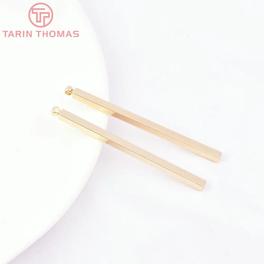(7445) 6PCS 50x2.5MM 24K Gold Color Brass Long Strip Shape Charms ...