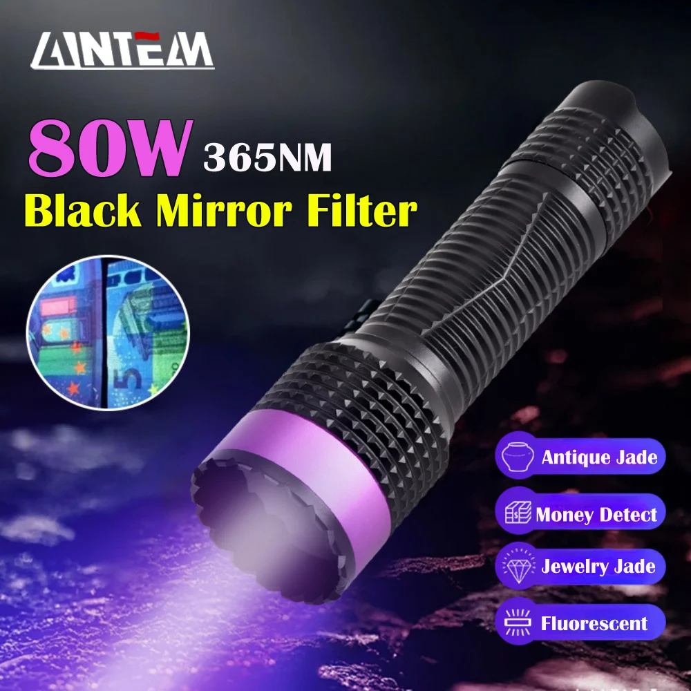 80W-4Cores-365nm-UV-Ultraviolet-Flashlight-USB-Rechargeable-Black-Light ...