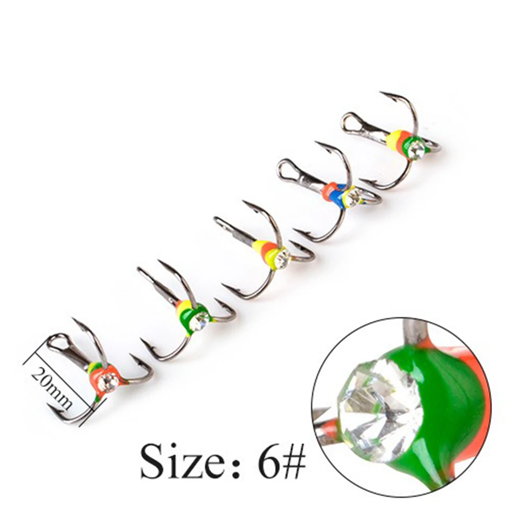 5PCS/Bag Fishing Hooks Ice Fishing Sparkling Treble Hook Fishhook For ...