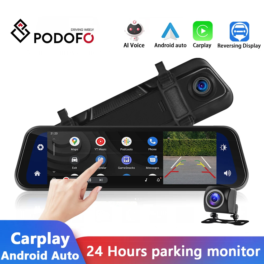 Podofo-Car-Video-Recorder-Rearview-9-66-Inch-Ultra-HD-Mirror-Camera ...