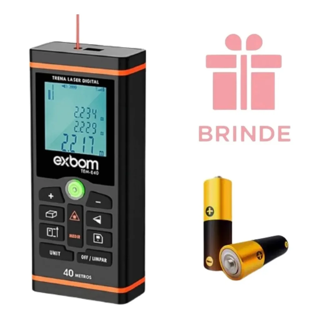 Trena Digital De Alta Precisão A Led 40 Metros + 2 Pilhas