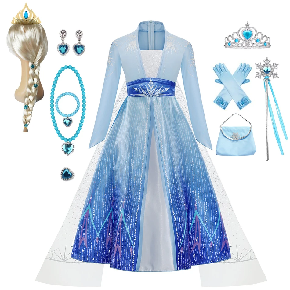 Elsa-Costume-for-Girl-Birthday-Party-Blue-Long-Sleeve-Carnival-Clothing ...