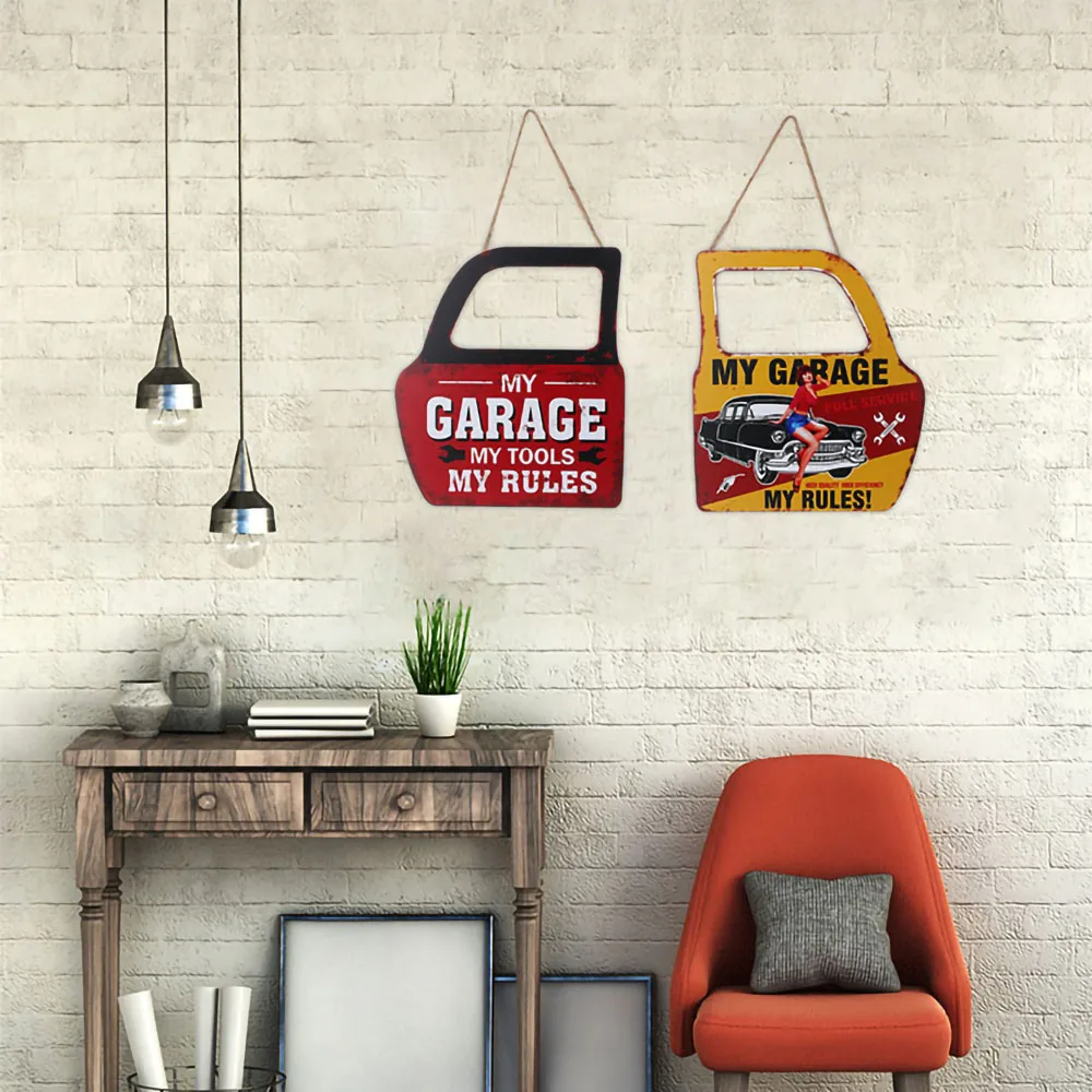 MY-GARAGE-MY-RULES-Vintage-Wood-Signs-Car-Door-Wooden-Plaque-Auto ...