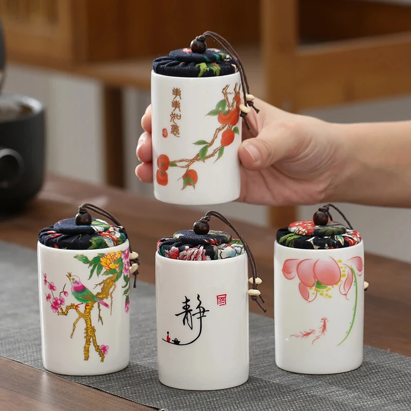 Chinese-Ceramic-Jar-Sealed-Tea-Storage-Tin-Portable-Moisture-proof-Pu ...