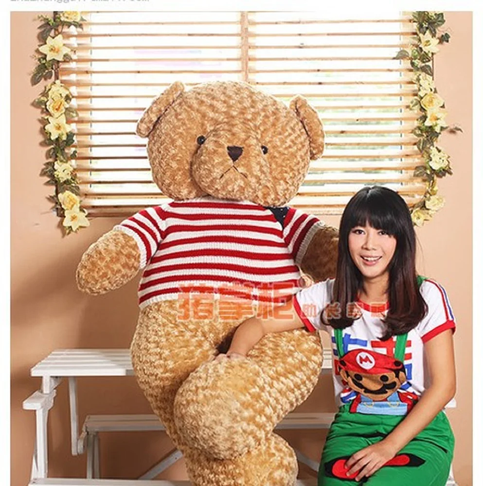 the-huge-lovely-teddy-bear-toy-plush-bear-toy-with-white-and-red-stripe ...