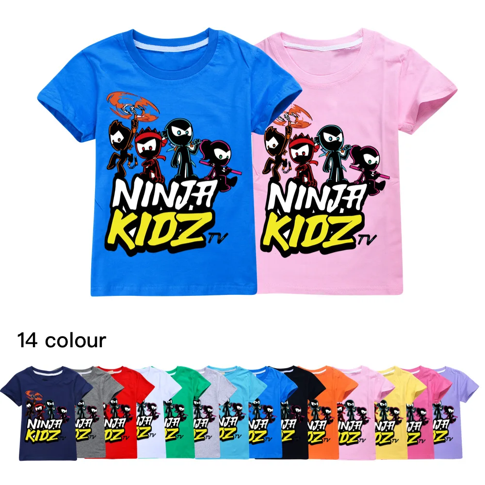 NINJA-KIDZ-T-Shirt-Boys-Girls-Short-T-Shirt-Summer-cotton-Kids-Top ...
