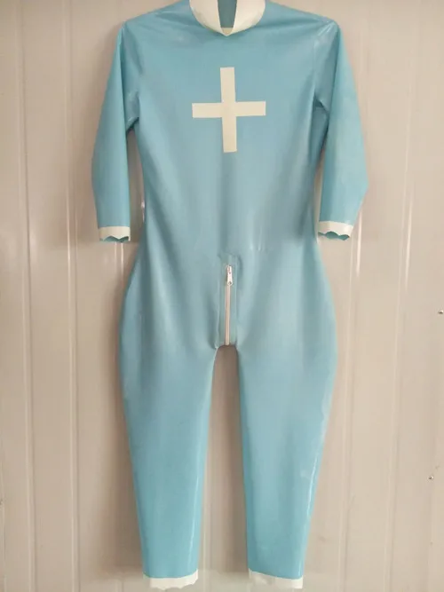 Latex Gummi Masked Ball Krankenschwester Body Engen Kostüm Catsuit ...