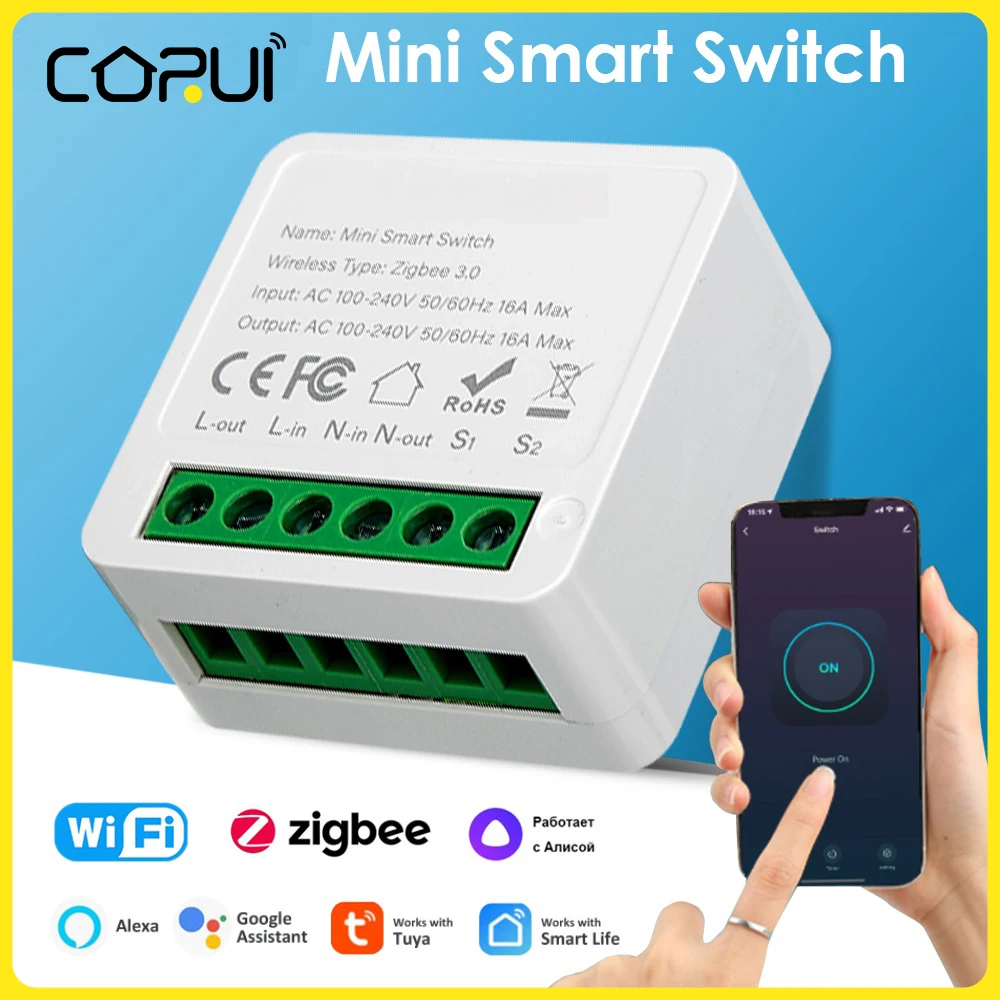 CoRui Tuya Zigbee Smart Switch Module 16A Wireless Switch Smart Home ...