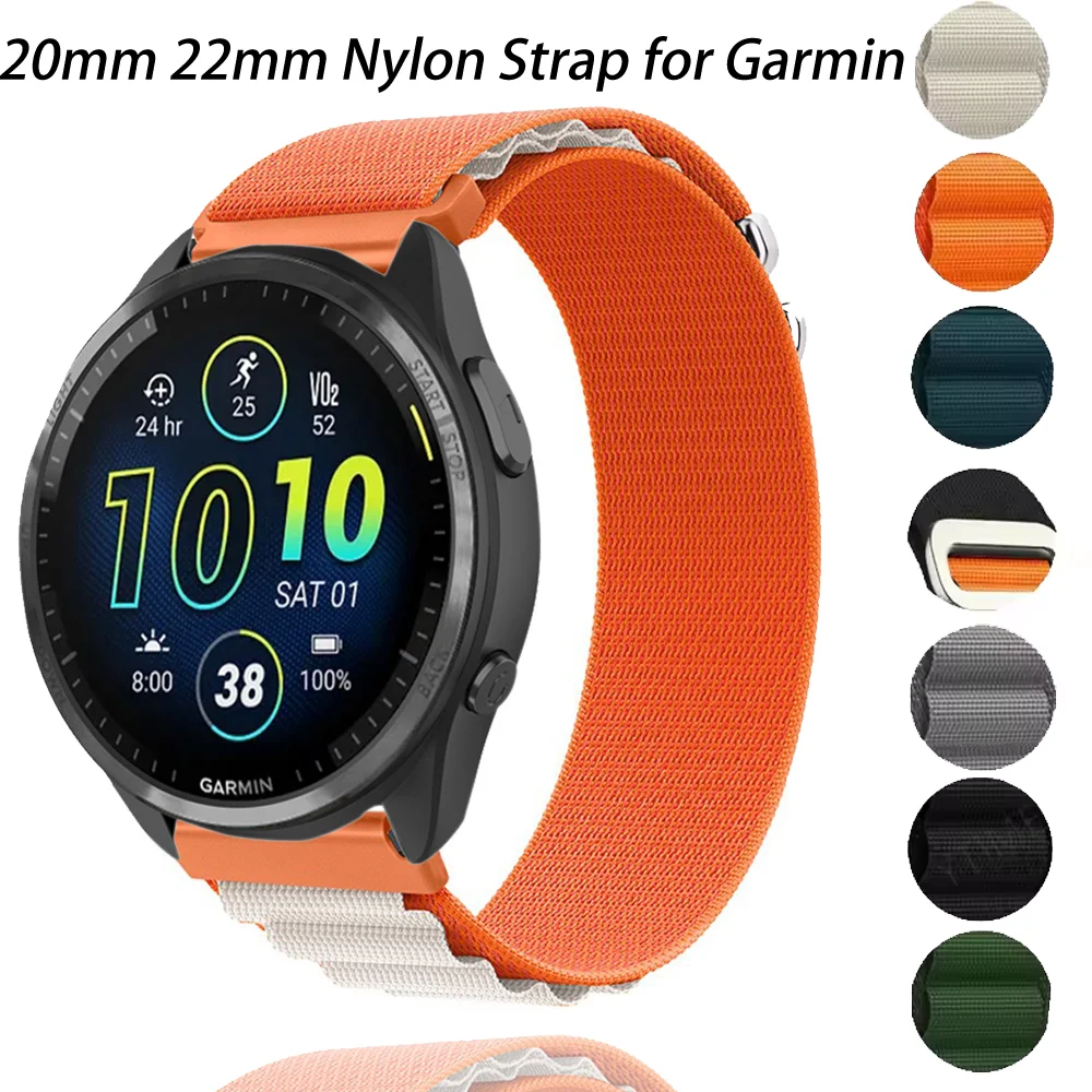 20/22mm Nylon Strap for Garmin Forerunner 265 165 55 965 Comfortable ...