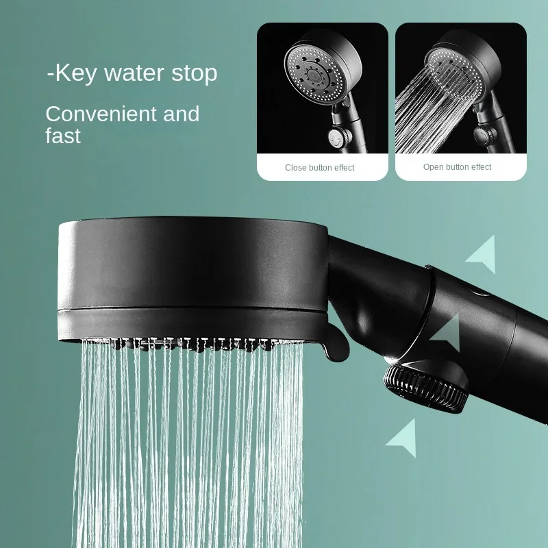 5-speed-One-Button-Water-Stop-Bathroom-Rainfall-Shower-Head-Chrome ...