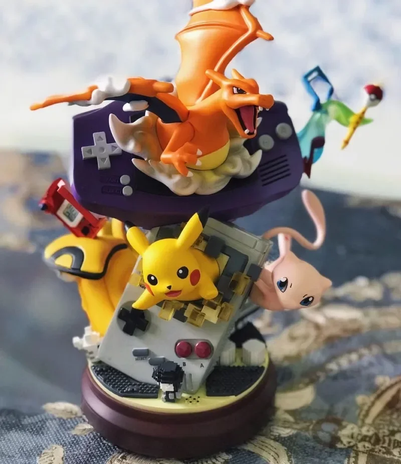 19cm Pokemon Pikachu Action Figure Toys Anime Resin Station Gameboy ...