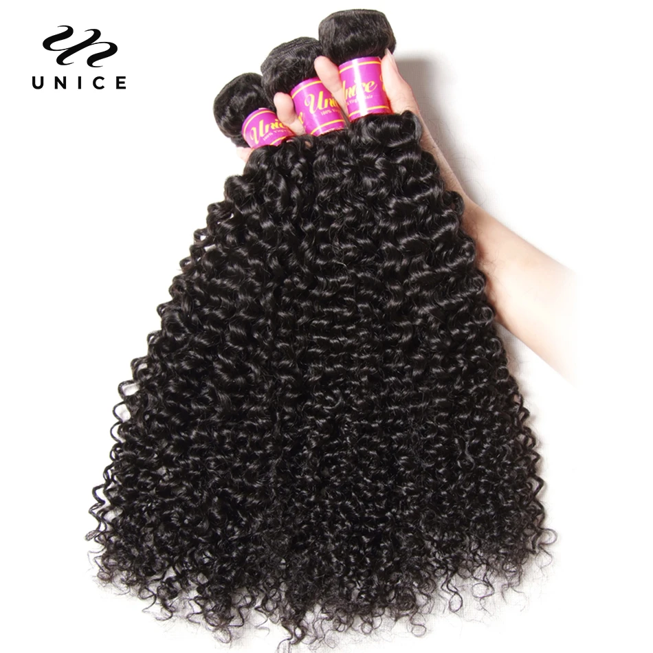 UNice Hair Icenu Series Remy Hair Indian Curly Hair 3 Bundles 100% ...