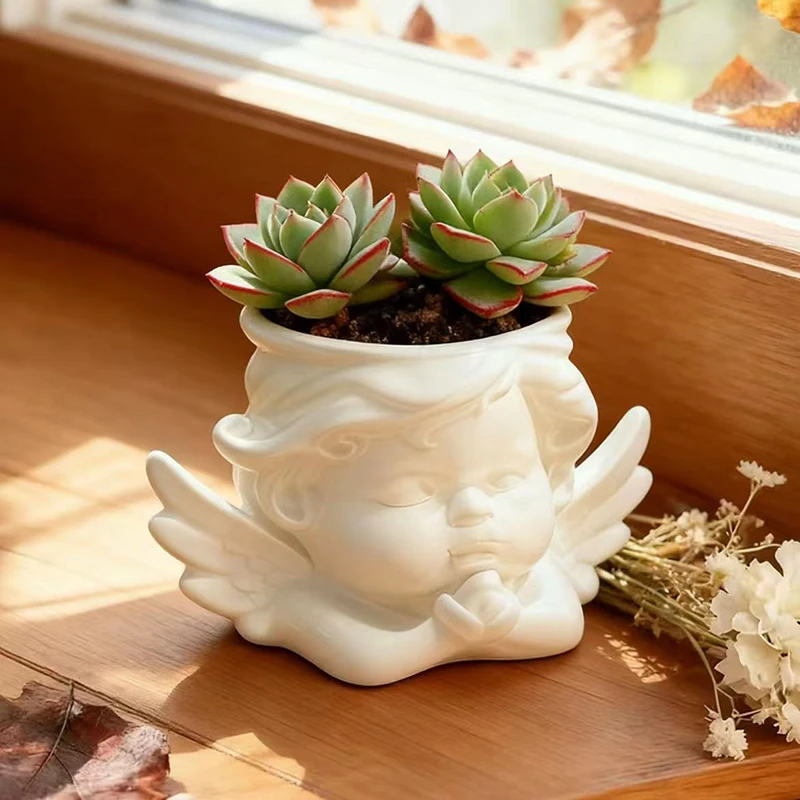 Cute Little Angel Flowerpot Green Potted Plants Container Home ...