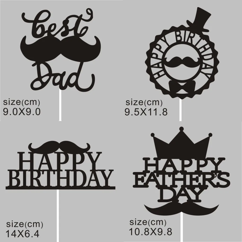 10pcs-Crown-Mustache-Father-Cake-Topper-Dad-Father-Birthday-Cake-Topper ...