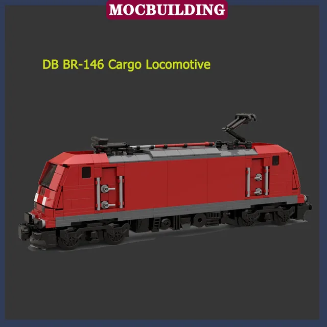 MOC City Freight Railway Train Set Red Locomotive Model Building Block ...