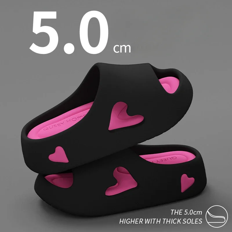 Women’s Love Heart Platform House Slippers: – All Out Active
