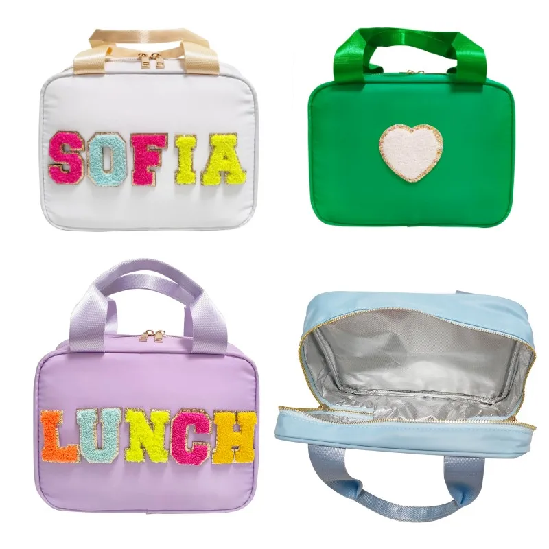 Nylon-Preppy-Lunch-Box-Large-Insulated-Lunch-Bag-Reusable-Student-Kids ...