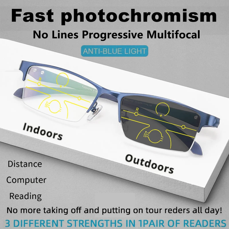 Progressive-Photochromic-Multifocal-Reading-Glasses-Men-Anti-blue-light ...