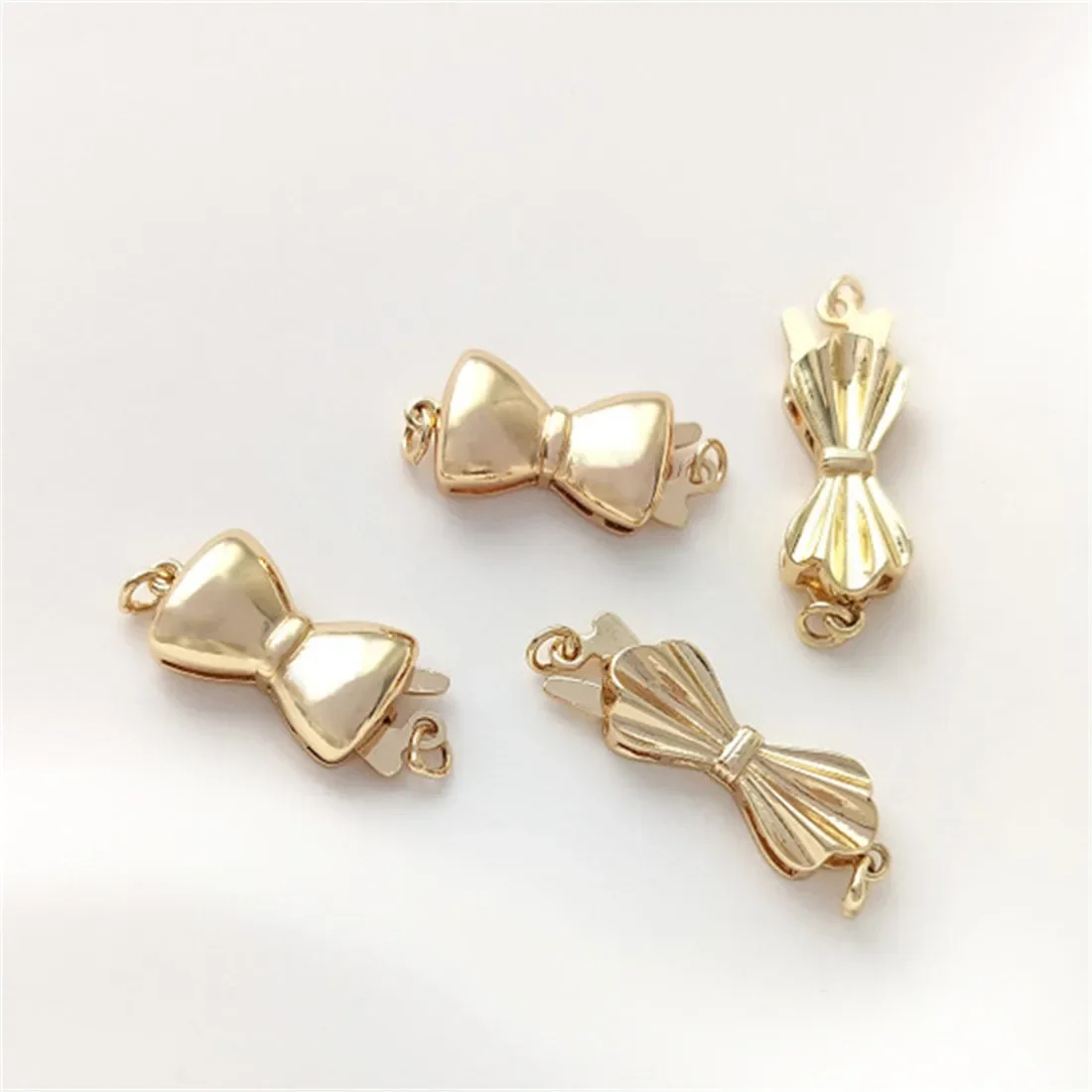 14K-Gold-Bow-Insert-Buckle-Handmade-Diy-String-Pearl-Necklace-Bracelet ...