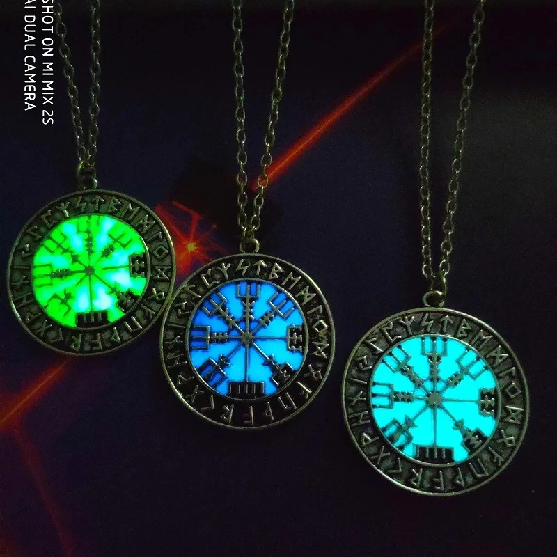 Luminous-Runic-Pendant-Viking-Icelandic-Horror-Rune-Circle-Necklace ...