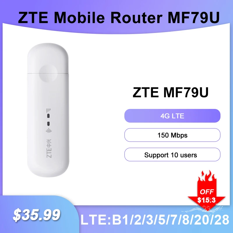 Unlocked ZTE MF79U 4G 150Mbps LTE USB Portable Mobile WiFi Modem 4g ...
