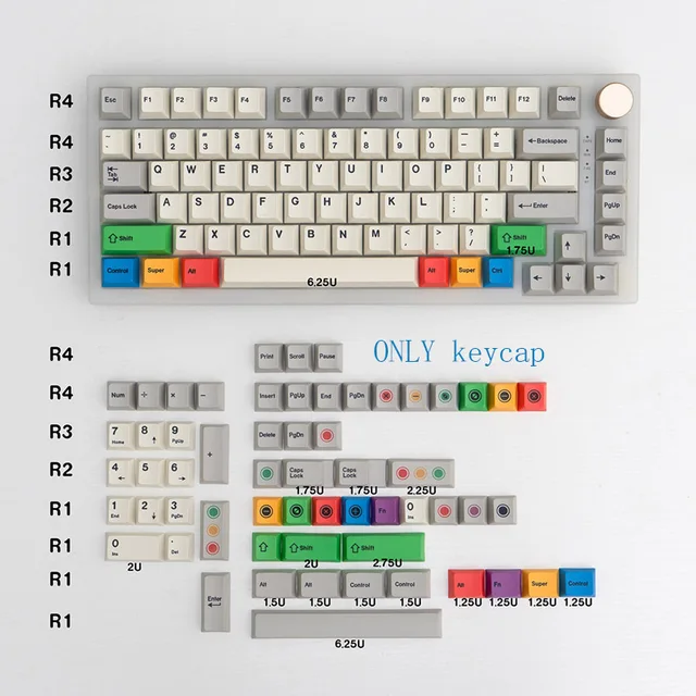 GMK Clone Red Green Keycap Light Large set Cherry Profile Dye-Sub PBT ...