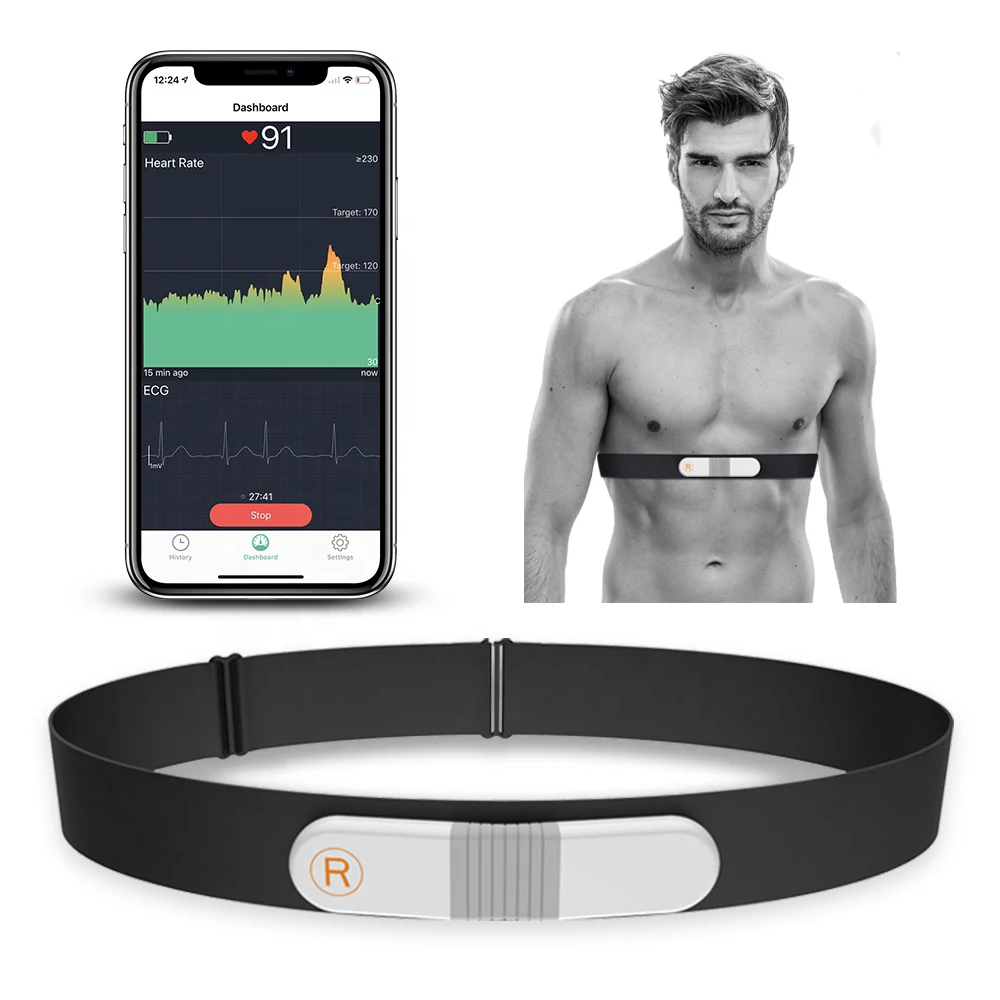 ANT+ Bluetooth Heart Rate Monitor With ECG Vibration Alert Compatible ...