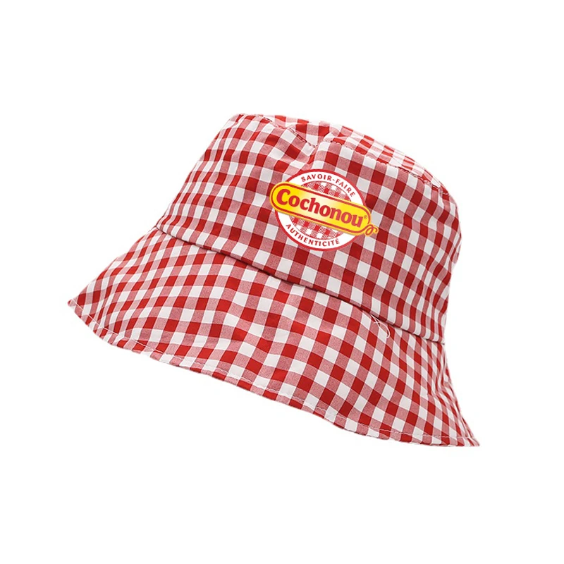 Cochonou-Chapeaux-Bob-unisexes-carreaux-rouges-chapeau-de-soleil-ext ...
