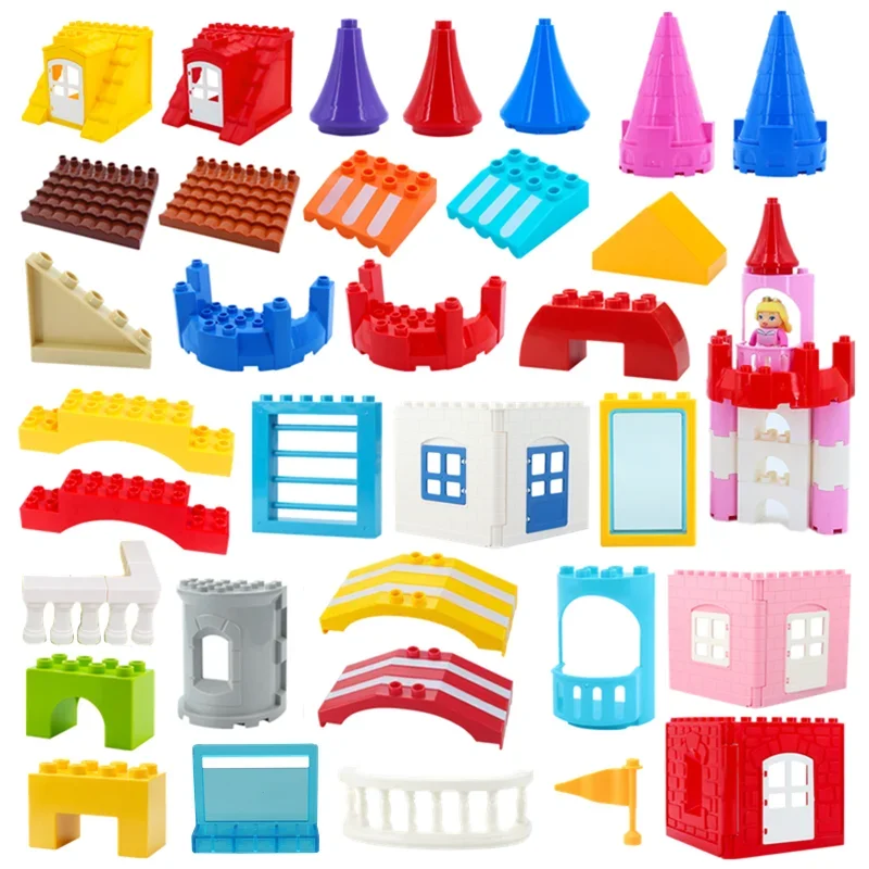 Big-Building-Blocks-Princess-Castle-Houses-Build-Accessories-Wall-Roof ...