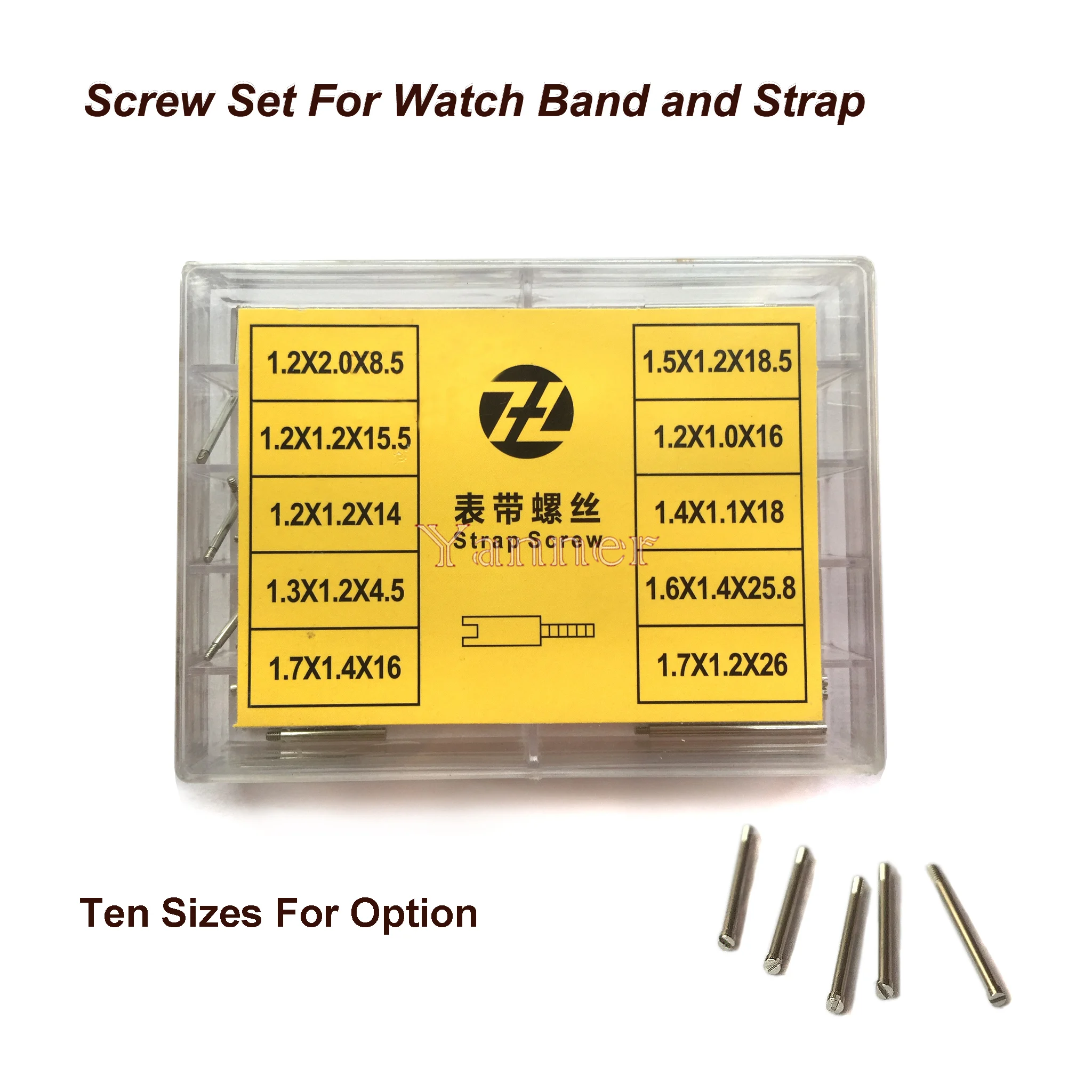 Haste-de-tubo-de-parafuso-para-Metal-Watch-Band-50pcs-10-tamanhos ...