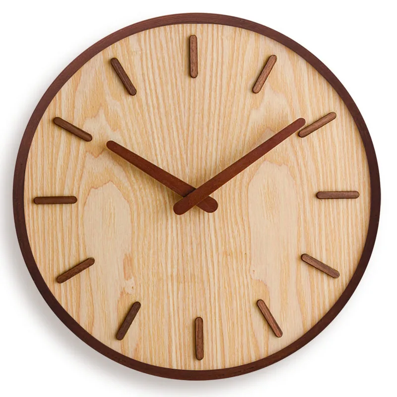 Simple-Chinese-wall-clock-wood-modern-home-living-room-decoration-round ...