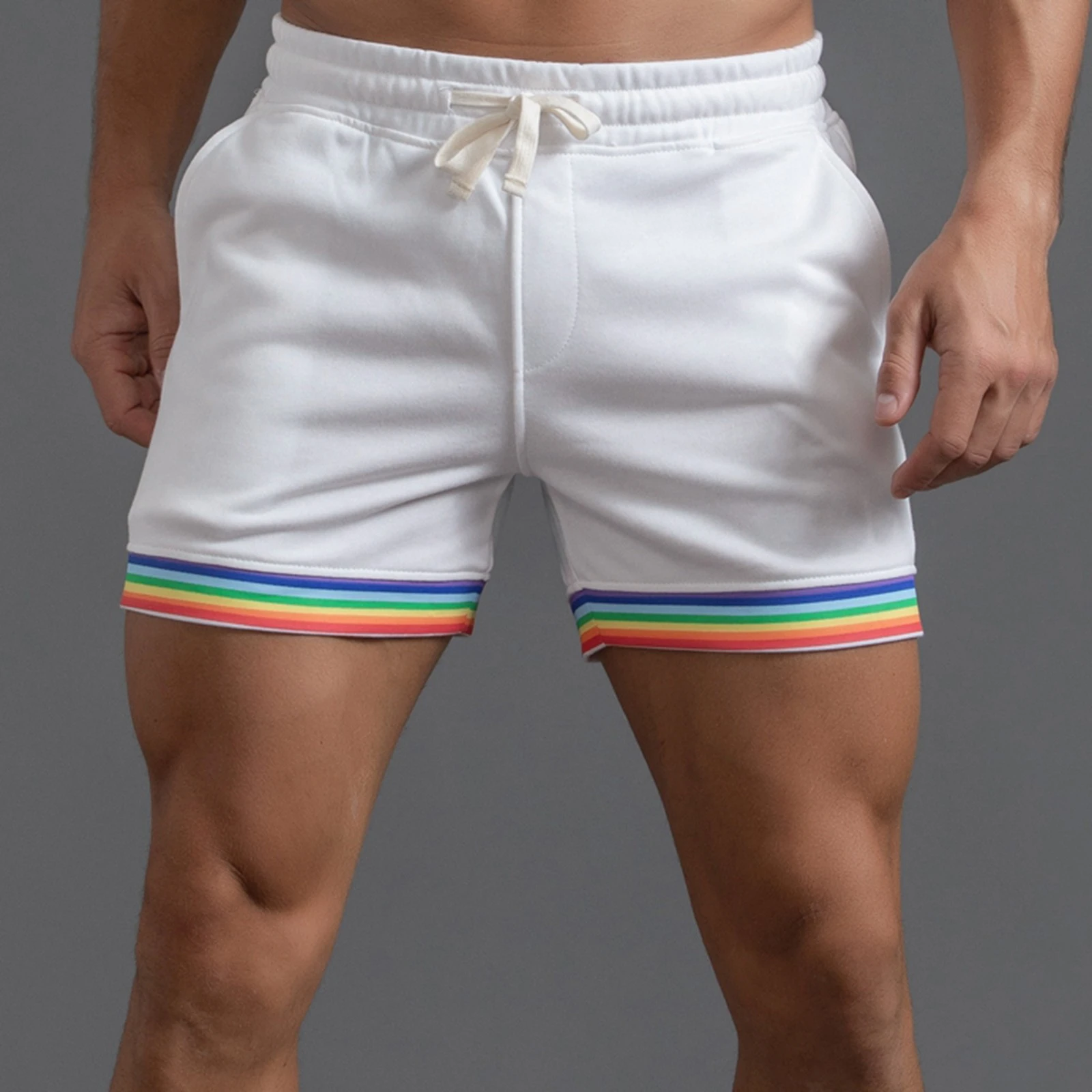 Men's Summer Solid Color Rainbow Polyester Shorts | Polyester Shorts ...
