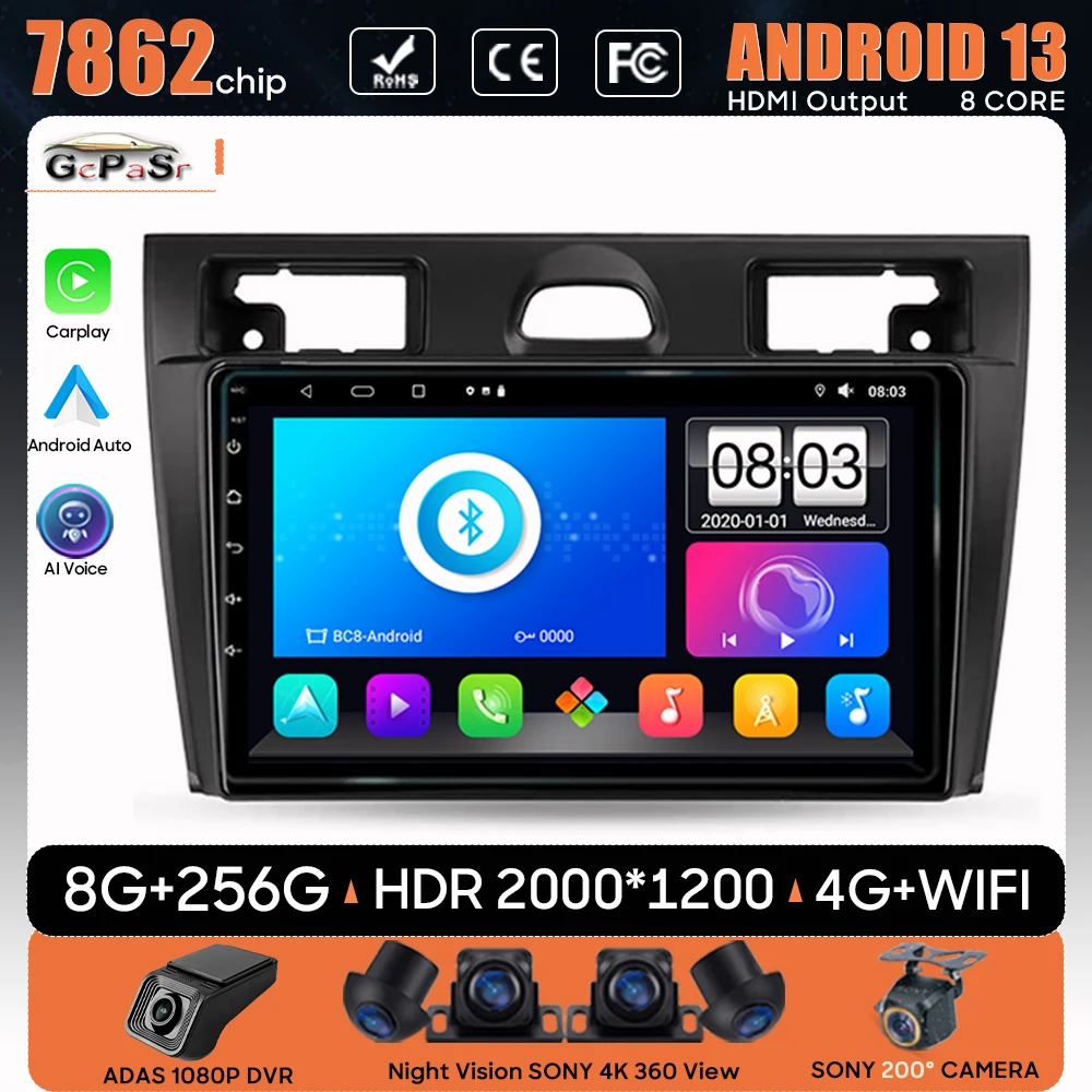Car-Radio-Android-13-For-Ford-Fiesta-Mk-VI-5-Mk5-2002-2008-Navigation ...